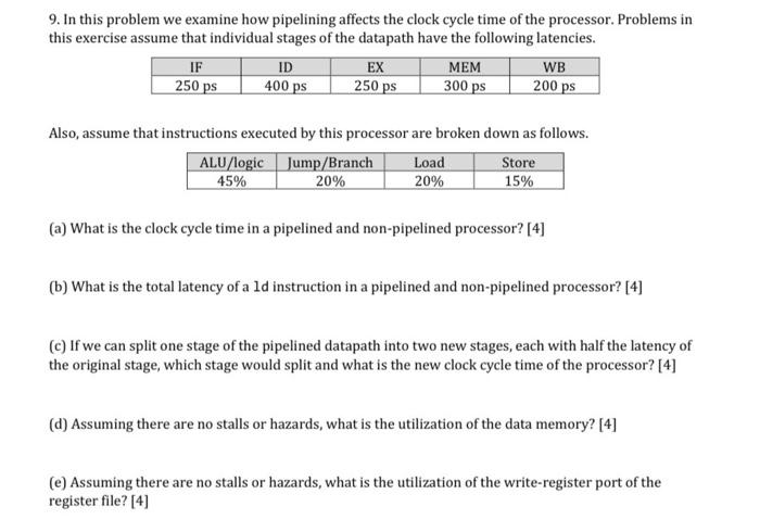 Solved 9. In this problem we examine how pipelining affects | Chegg.com