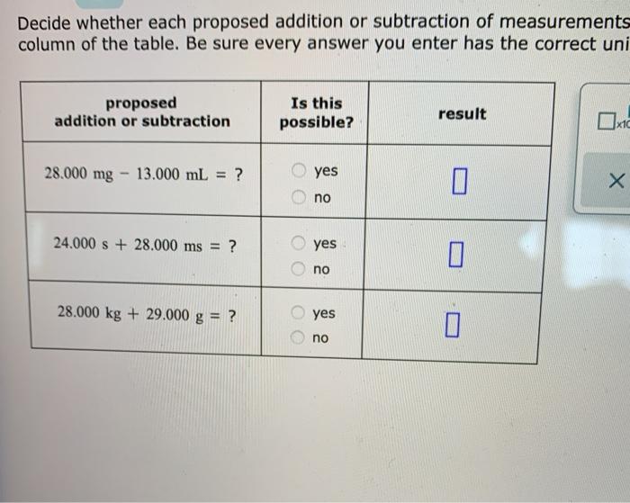 Solved Decide whether each proposed addition or subtraction | Chegg.com