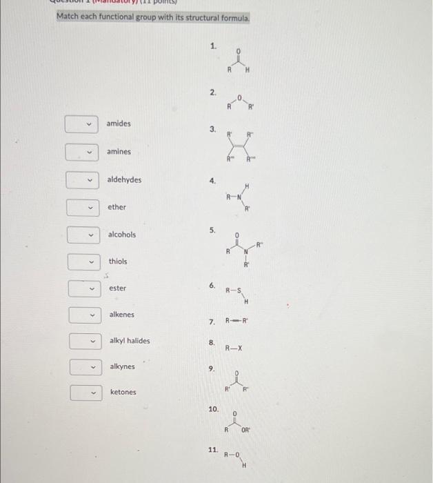 Solved Match each functional group with its structural | Chegg.com