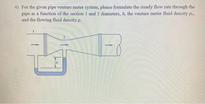 Solved 4) For the given pipe venture meter system, please | Chegg.com