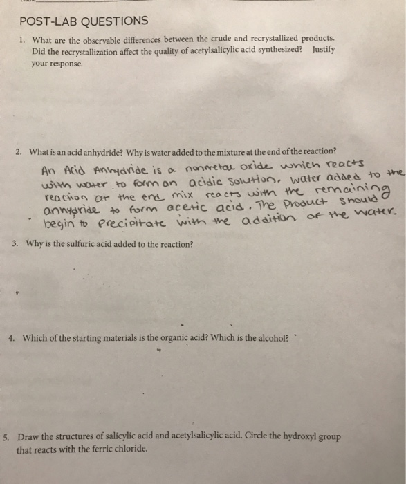 Solved POST-LAB QUESTIONS 1. What are the observable | Chegg.com