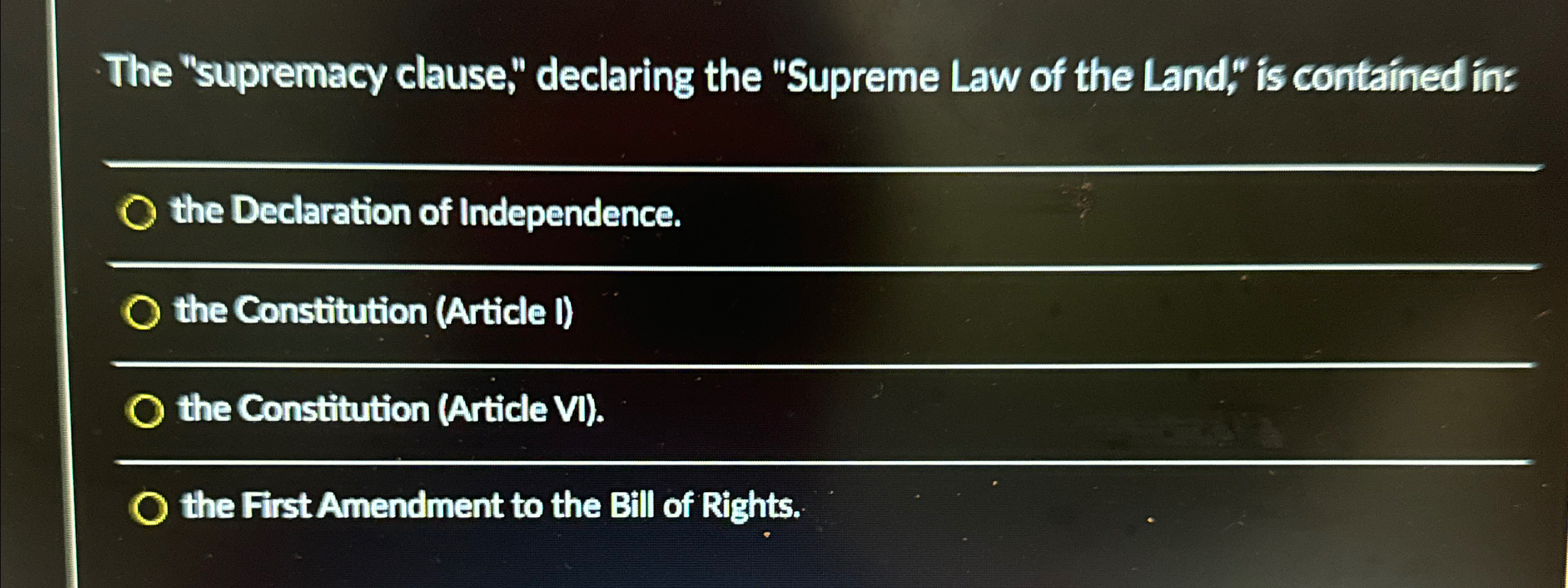 Solved The "supremacy clause," declaring the "Supreme Law of | Chegg.com
