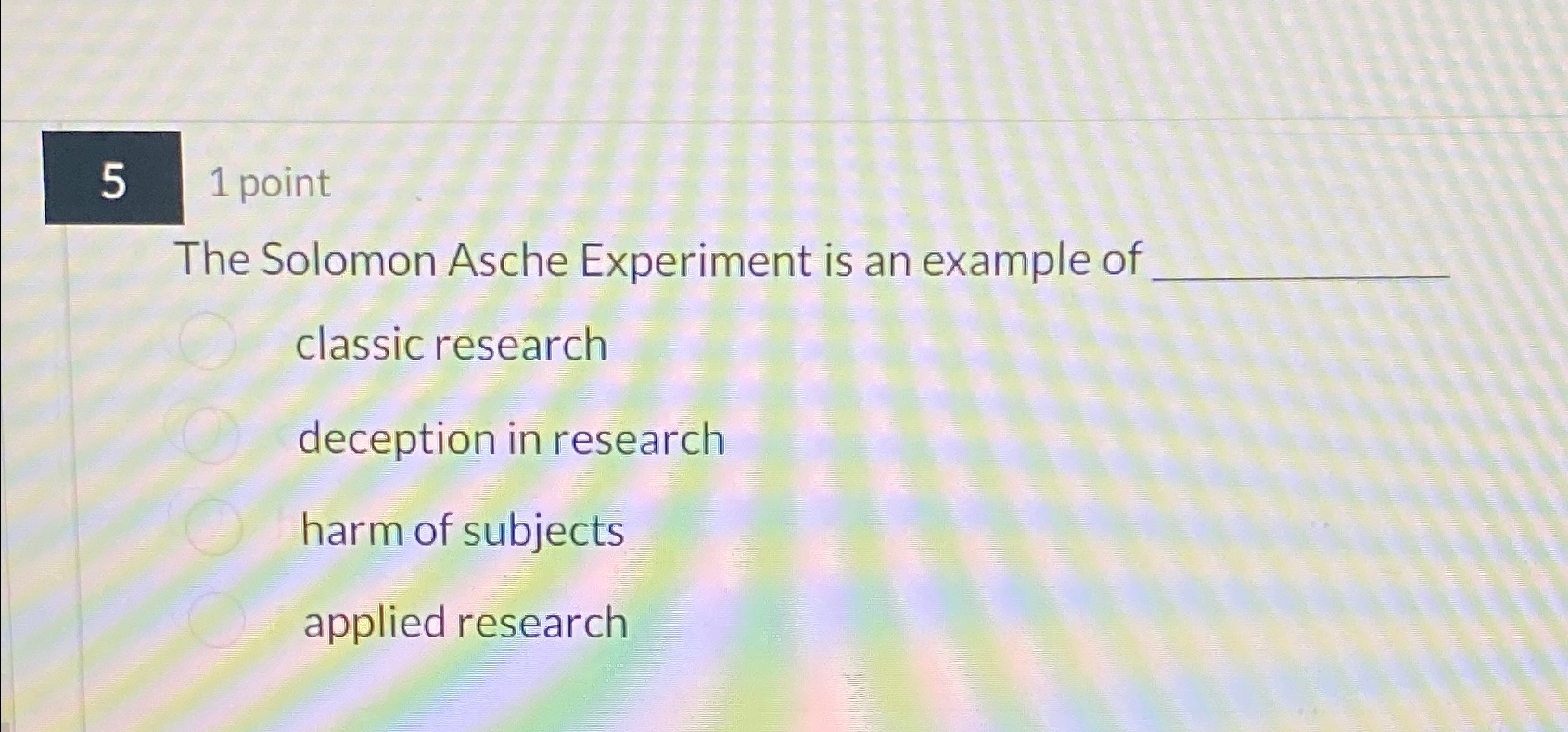 Solved 51 ﻿pointThe Solomon Asche Experiment is an example | Chegg.com