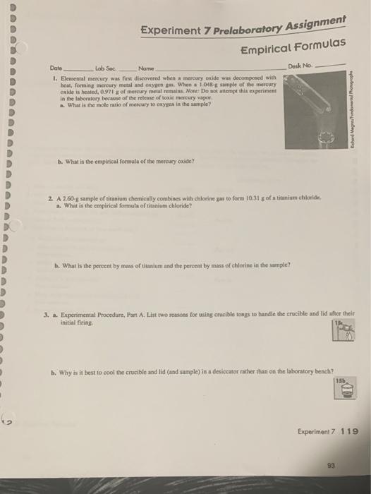 Solved Experiment 7 Prelaboratory Assignment JOU Empirical | Chegg.com