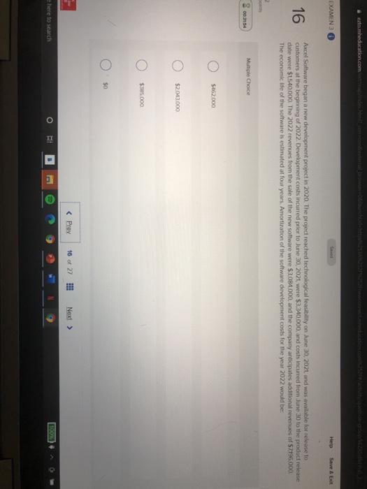 Solved EXAMEN Help Save it 16 foxcel Software began a new | Chegg.com