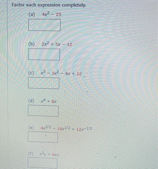 Solved Factor each expression completely. (a) 4x2 - 25 (b) | Chegg.com