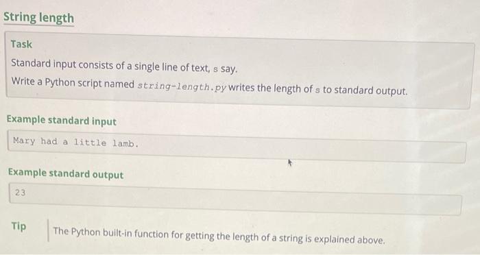 Solved String length Task Standard input consists of a | Chegg.com
