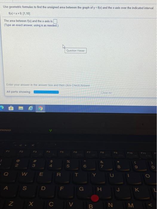 Solved Use geometric formulas to find the unsigned area | Chegg.com