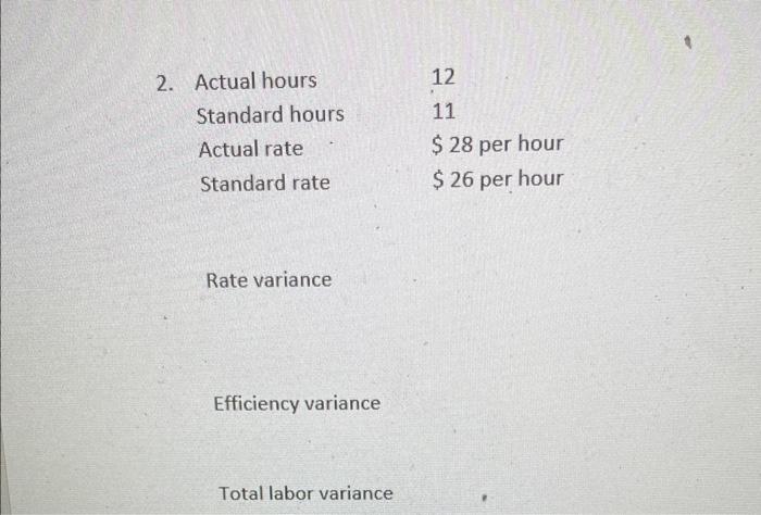 Solved Rate variance Efficiency variance Total labor | Chegg.com