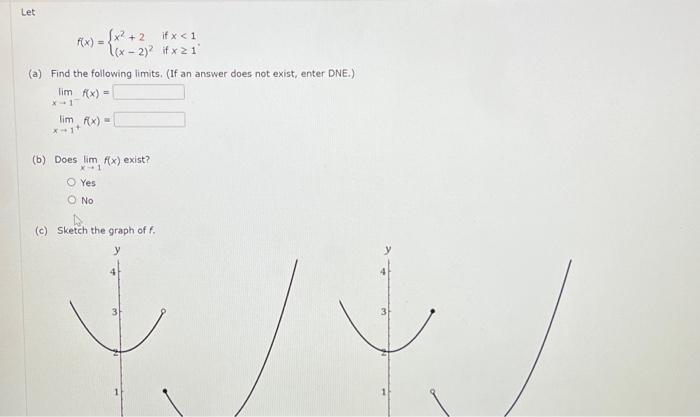 Solved f(x)={x2+2(x−2)2 if x
