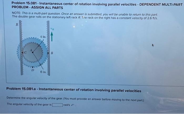 Solved Problem 15.081 - Instantaneous center of rotation | Chegg.com