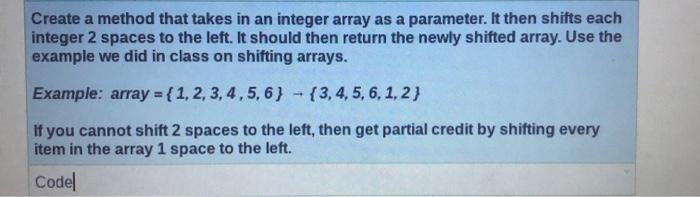 Solved Create a method that takes in an integer array as a | Chegg.com