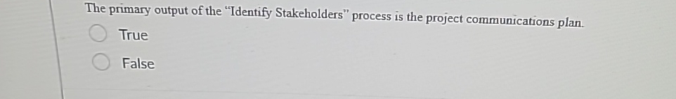 Solved The primary output of the "Identify Stakeholders" | Chegg.com