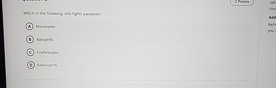 Solved 2 PointsWhich of the following cells fights | Chegg.com Solved 2 PointsWhich of the following cells fights | Chegg.com
