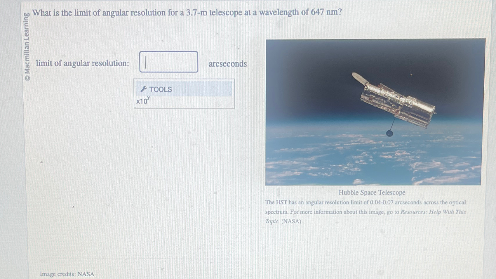 Solved What Is The Limit Of Angular Resolution For A 37 M 