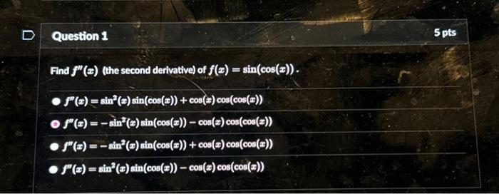 Solved Question 1 5 pts Find f′′(x) (the second derivative) | Chegg.com