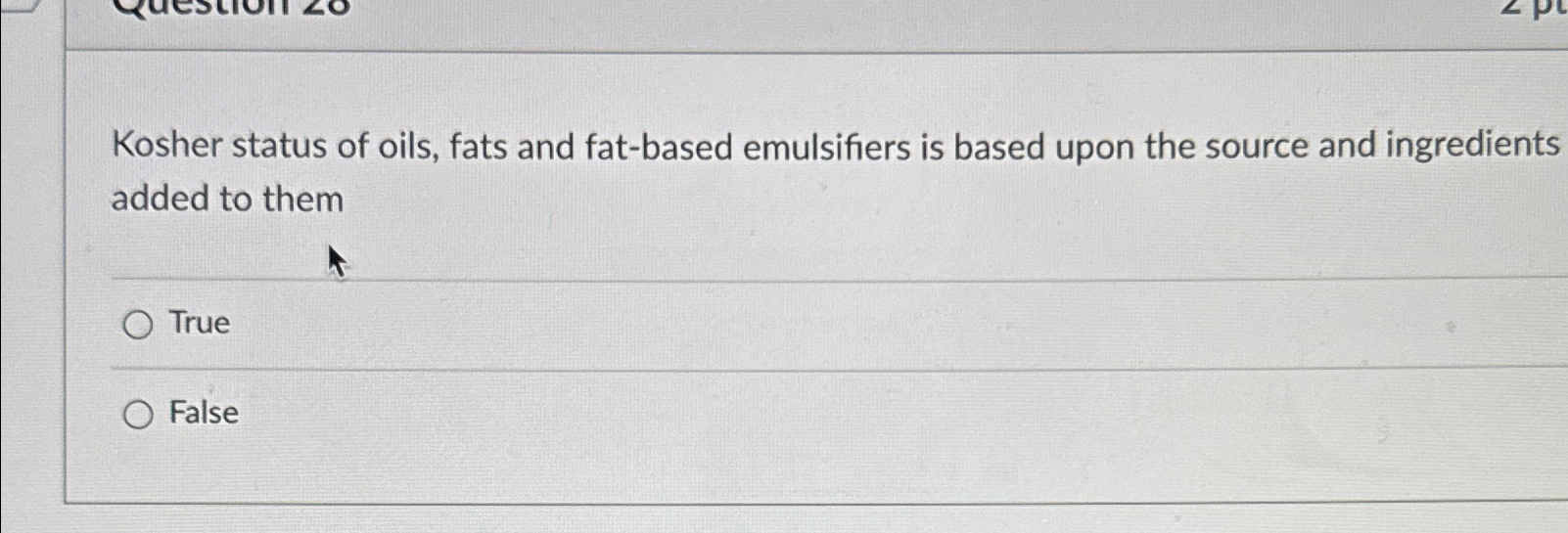 Solved Kosher status of oils, fats and fat-based emulsifiers | Chegg.com