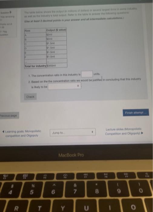 1. The concentration retho in tives ievidutry ia ints | Chegg.com