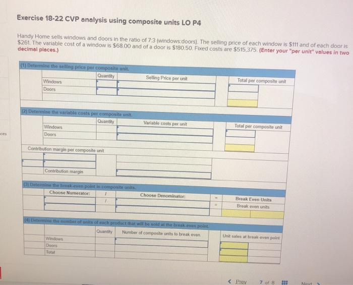 Solved Exercise 18-22 CVP analysis using composite units LO | Chegg.com