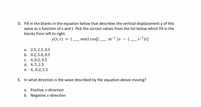 Solved Problem 1. (Wave forms in space and time) The graphs | Chegg.com