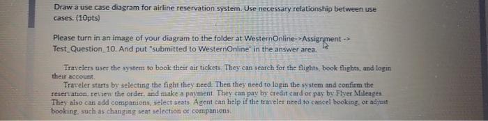 Solved Draw a use case diagram for airline reservation | Chegg.com