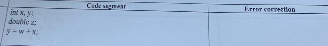 Solved \begin{tabular}{|c|c|c|} \hline & Code segment & | Chegg.com