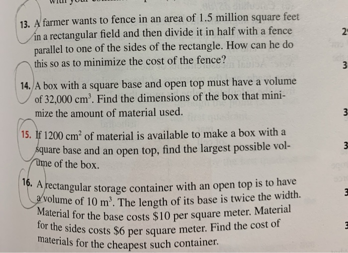 Solved 2. 3 3 16. A rectangular storage container with an | Chegg.com