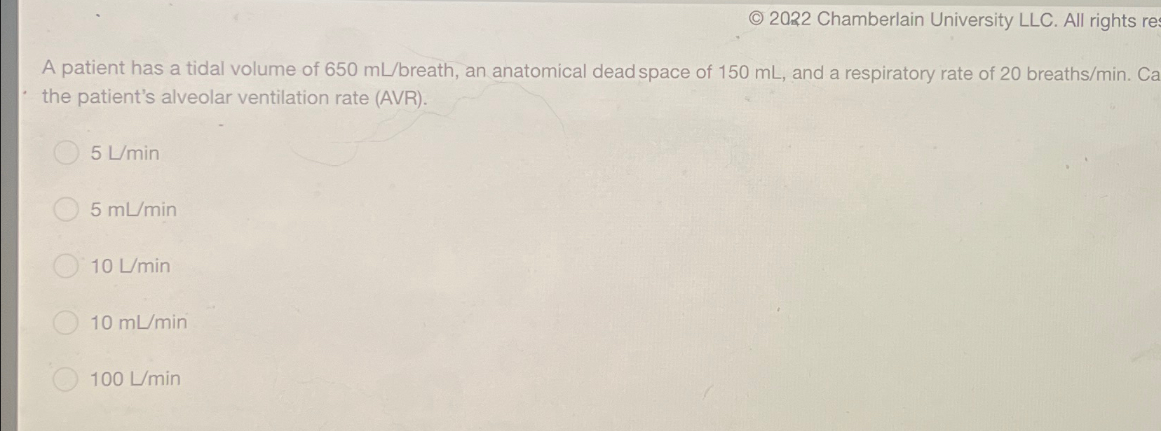 Solved (C) 2022 ﻿Chamberlain University LLC. ﻿All rights reA | Chegg.com