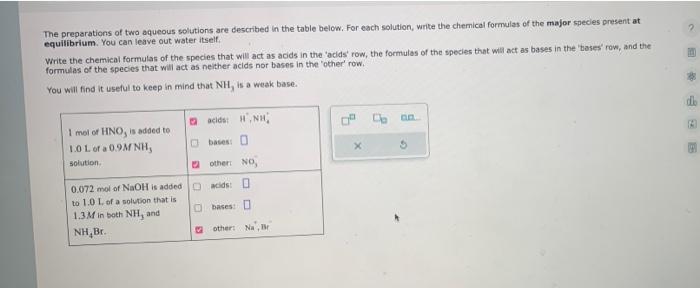 Solved The preparations of twa aqueous solutions are | Chegg.com
