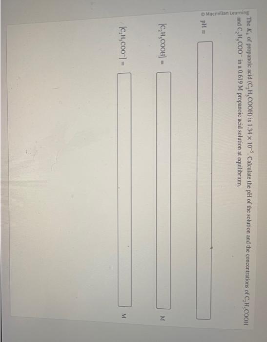 Solved The K2 of propanoic acid (C2H5COOH) is 1.34×10−5. | Chegg.com