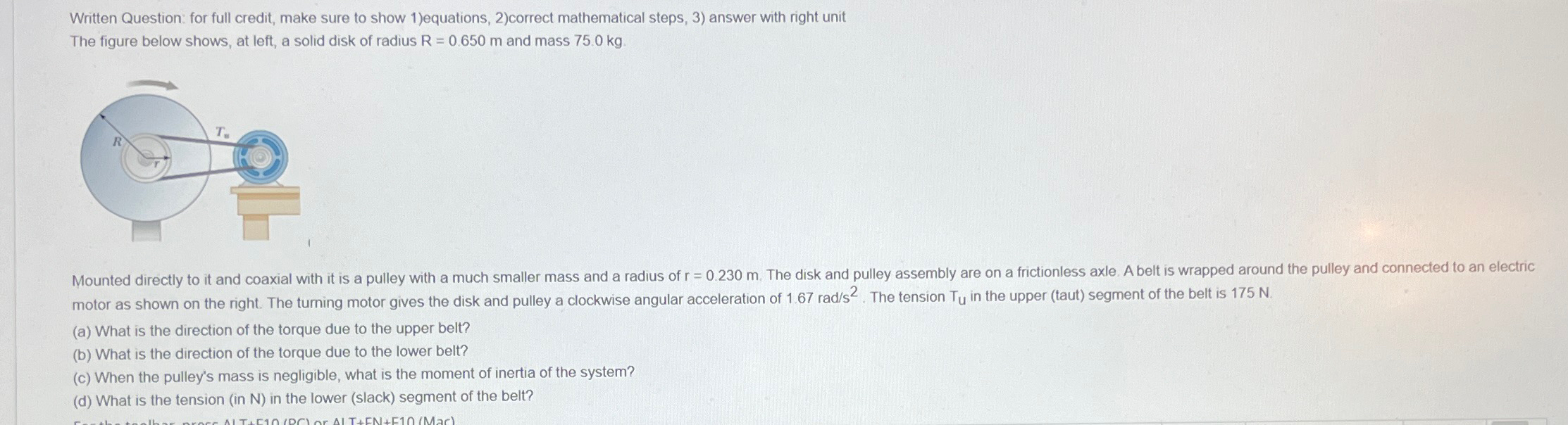 Solved Written Question: for full credit, make sure to show | Chegg.com