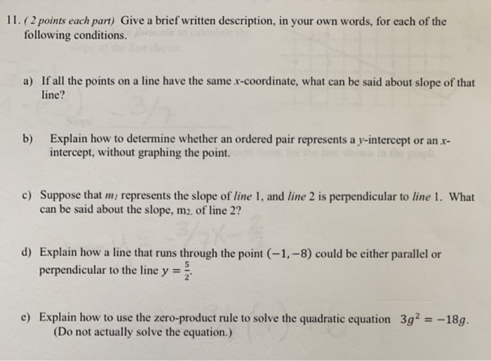 Solved 11. (2 points each part) Give a brief written | Chegg.com