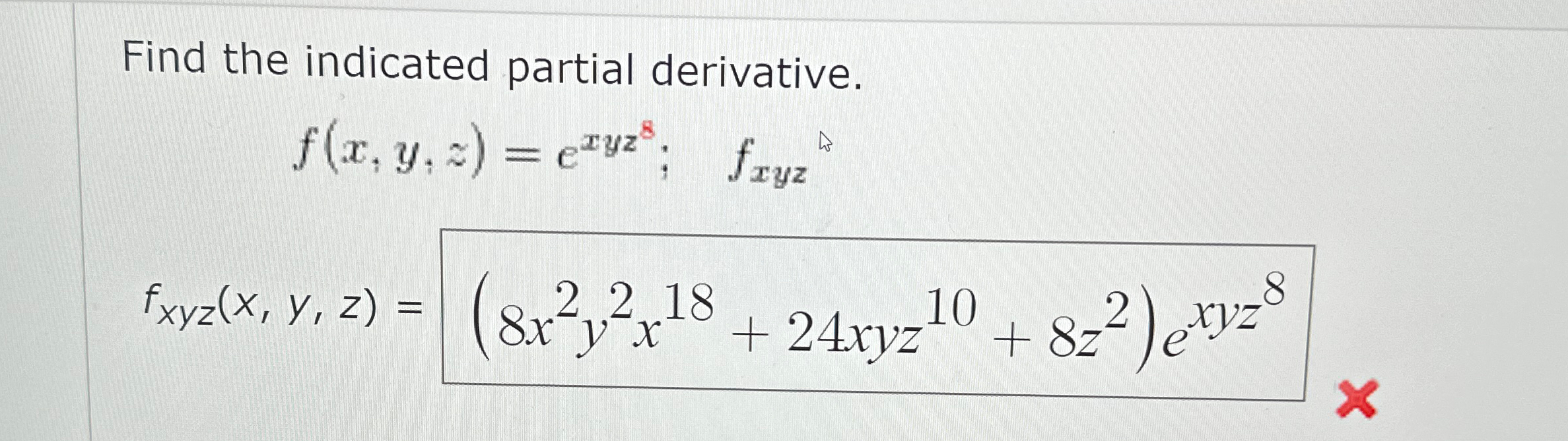 Solved Find the indicated partial | Chegg.com
