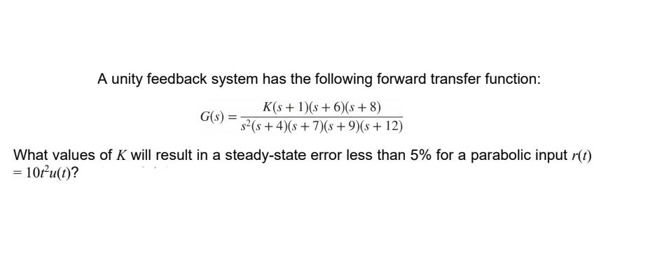 Solved A unity feedback system has the following forward | Chegg.com