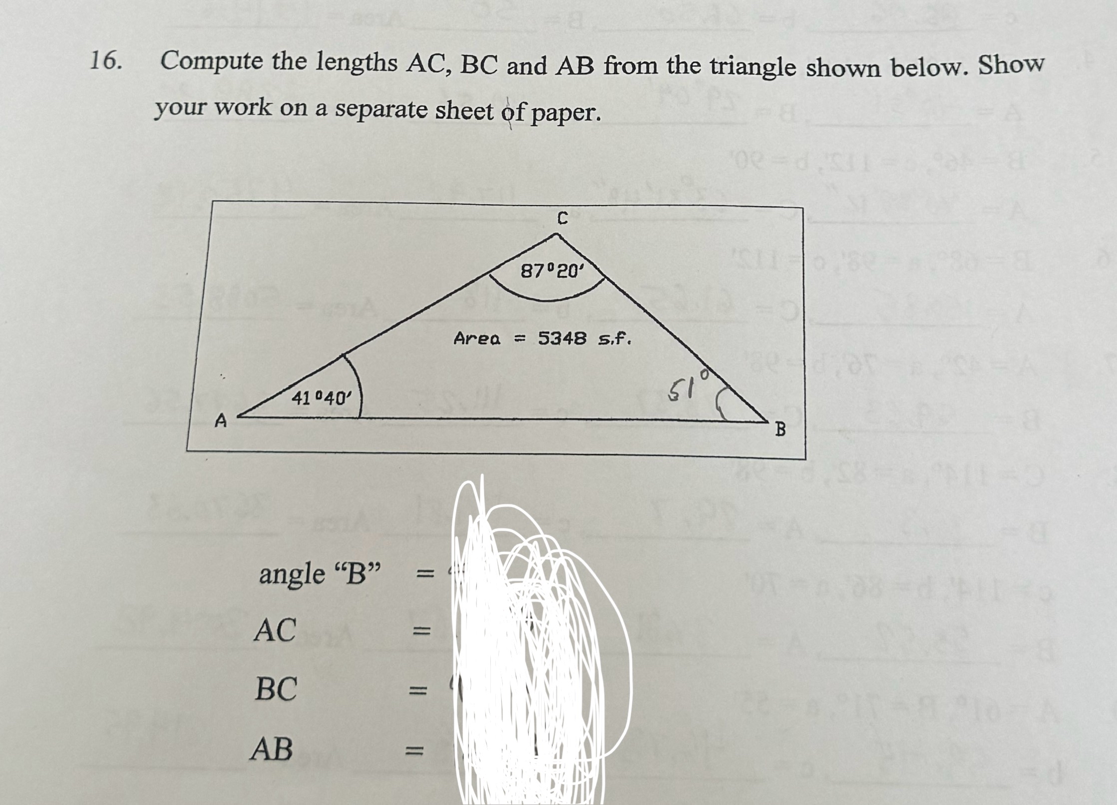 Solved Compute the lengths AC,BC ﻿and AB ﻿from the triangle | Chegg.com