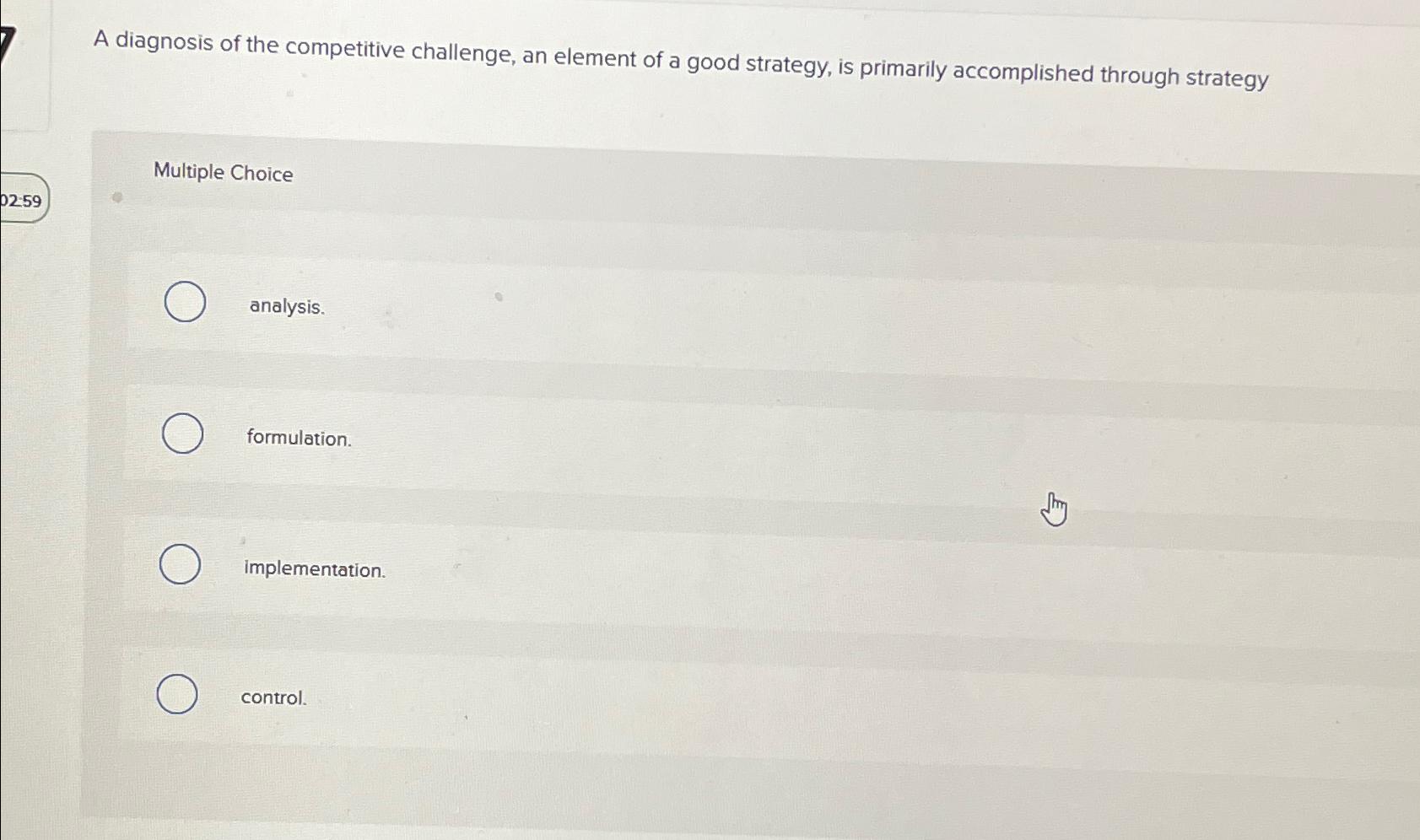 Solved A diagnosis of the competitive challenge, an element | Chegg.com