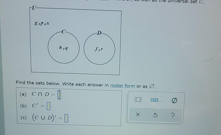 Solved set U. U 8PX D 1,4 fir Find the sets below. Write | Chegg.com