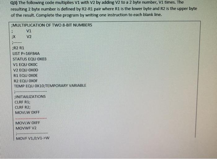 Q3) The following code multiplies V1 with V2 by | Chegg.com