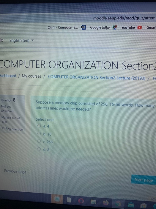 Solved: Moodle.aaup.edu/mod/quiz/attem Ch. 1 - Computer S.... | Chegg.com