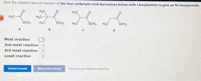 Solved Give the relative rates of reaction of the four | Chegg.com