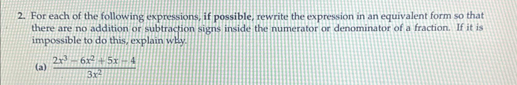 Solved For each of the following expressions, if possible, | Chegg.com