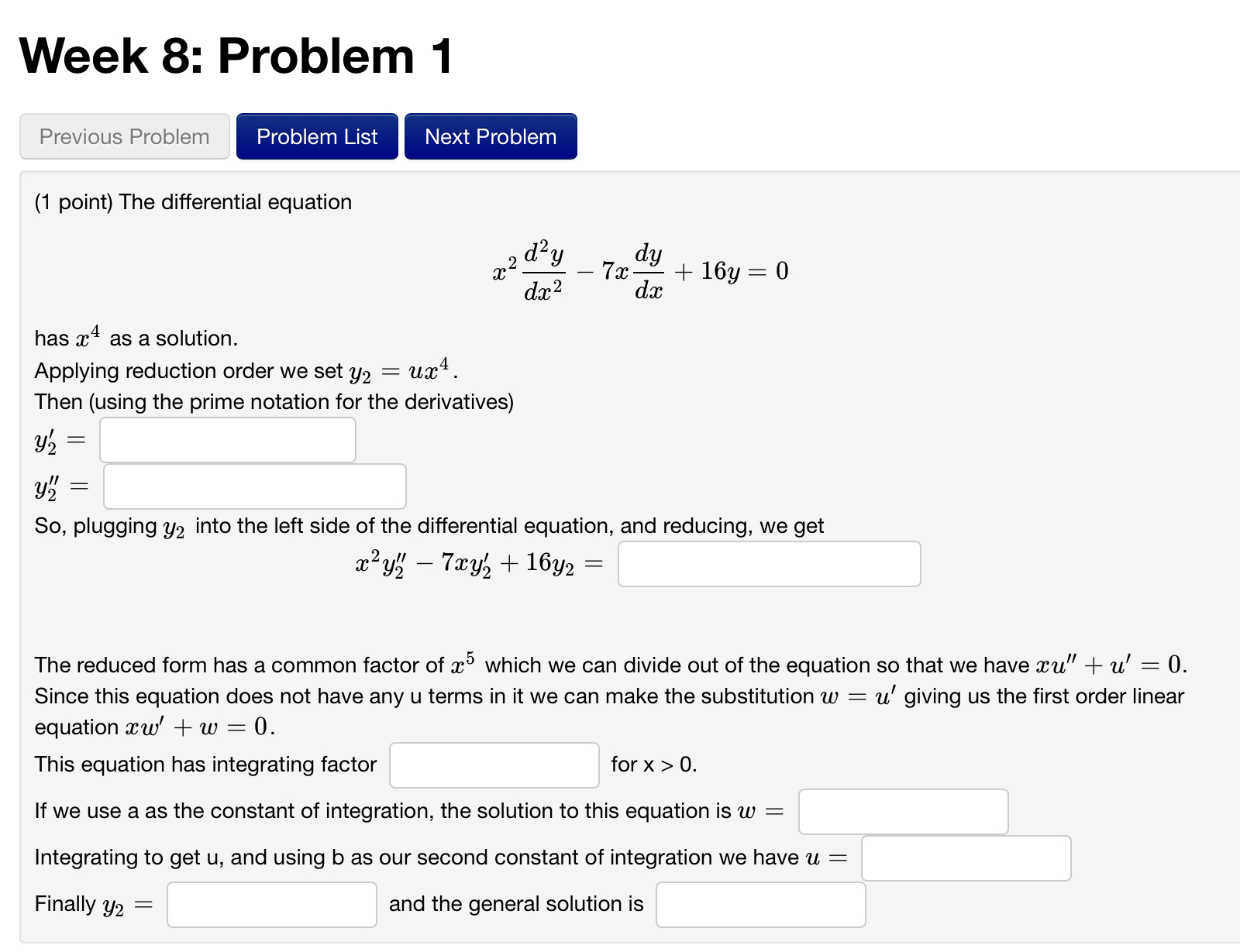 Week 8: Problem 1(1 ﻿point) ﻿The differential | Chegg.com