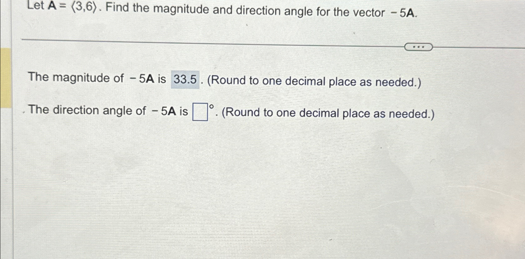 Solved Let A=(:3,6:). ﻿Find the magnitude and direction | Chegg.com