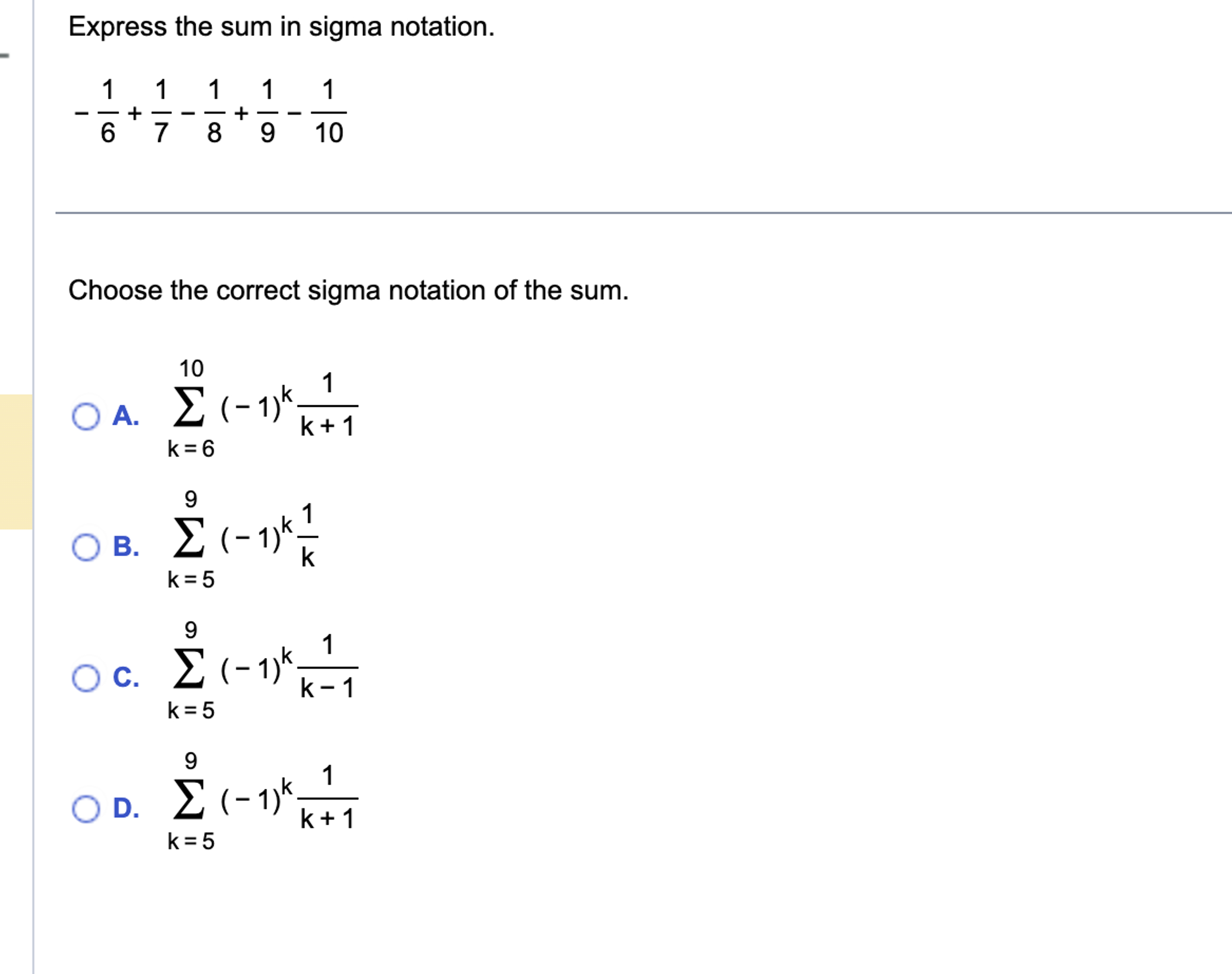 Solved Express the sum in sigma | Chegg.com
