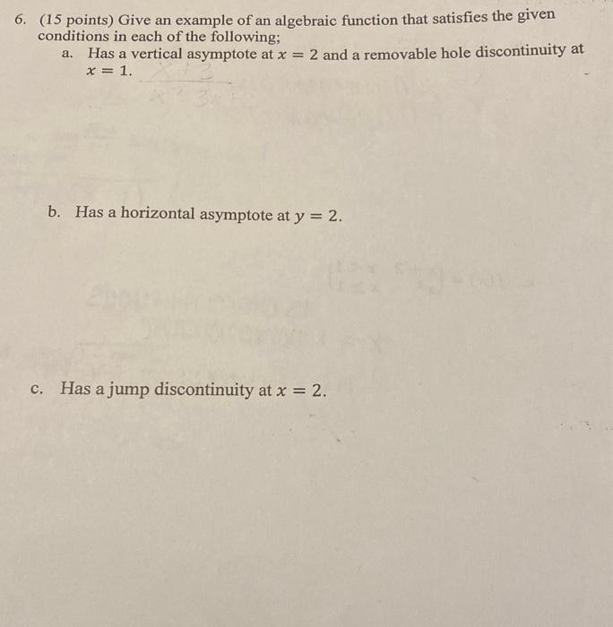 Solved 6 15 Points Give An Example Of An Algebraic