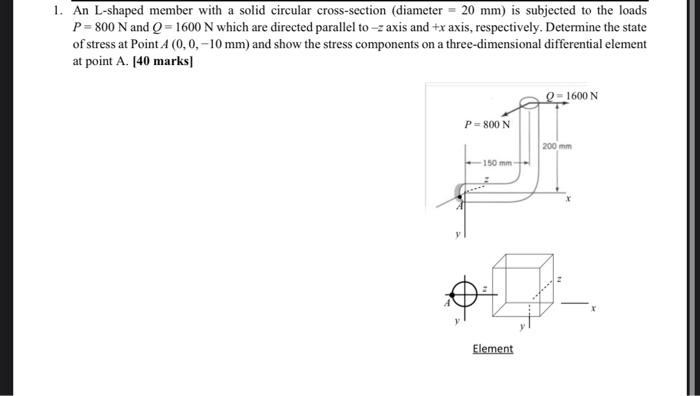 Solved An L-shaped member with a solid circular | Chegg.com