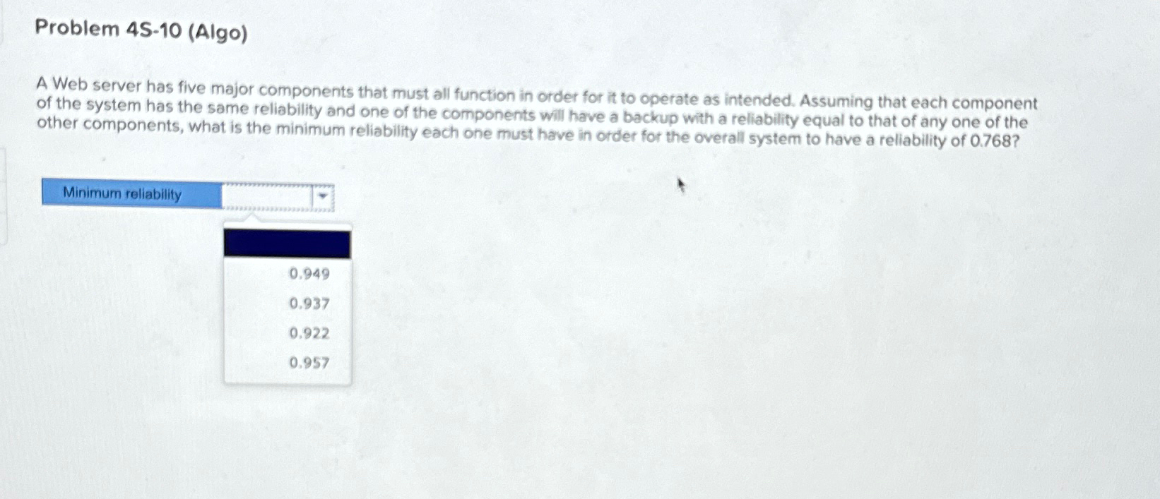 Solved Problem 4S-10 (Algo)A Web server has five major | Chegg.com