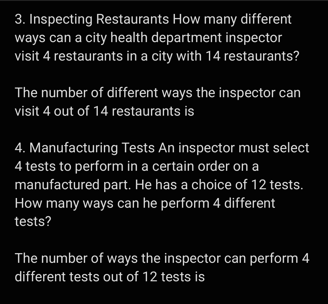 Solved Inspecting Restaurants How many different ways can a | Chegg.com