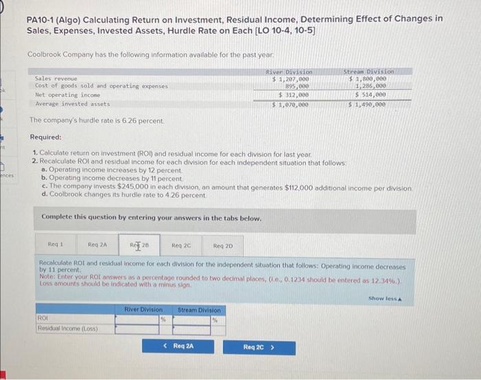 Solved PA10-1 (Algo) Calculating Return on Investment, | Chegg.com