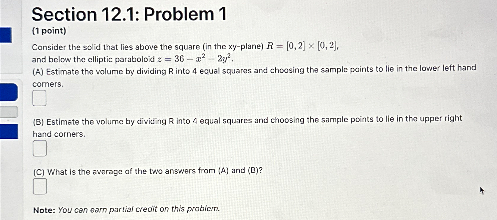 Solved Section 12.1: Problem 1(1 ﻿point)Consider the solid | Chegg.com